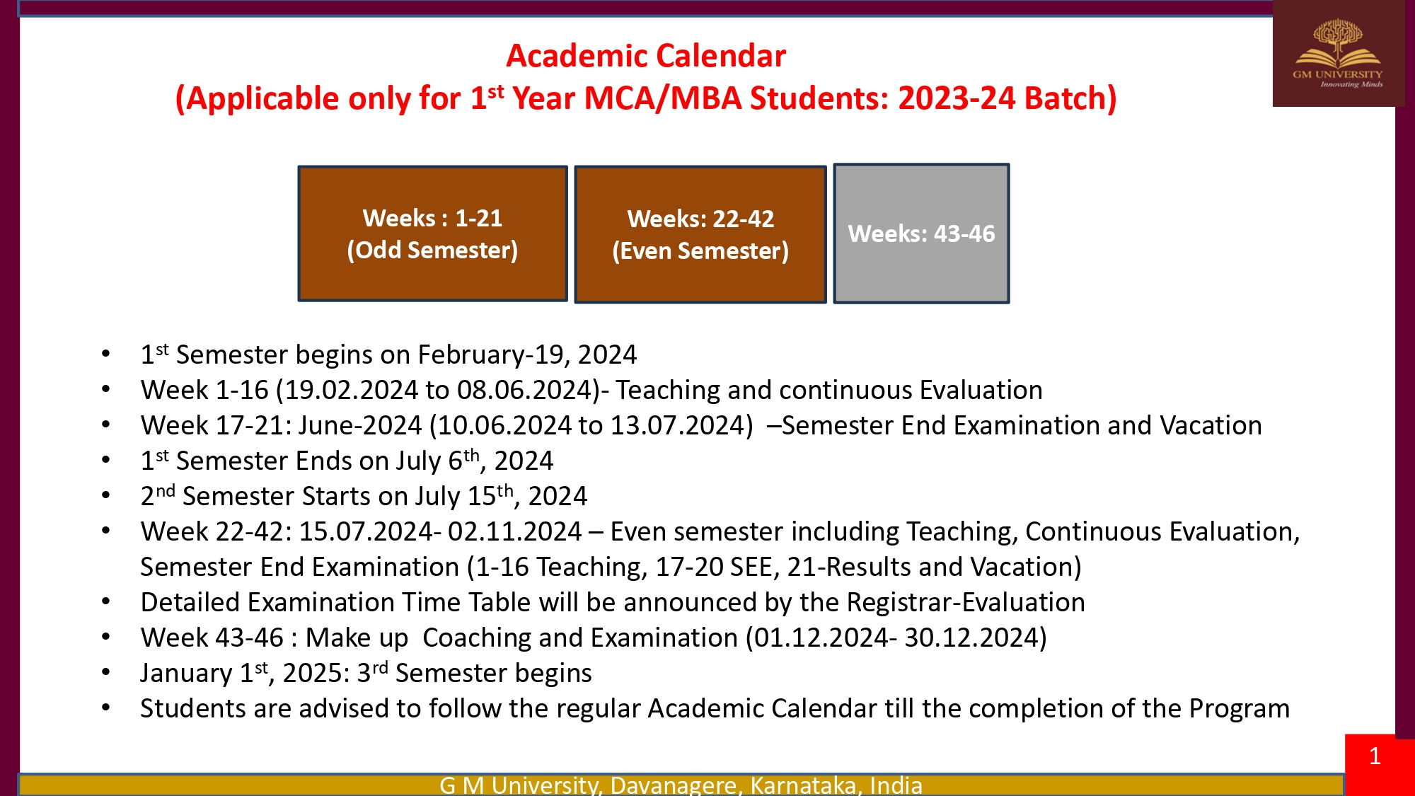 GMU - Academic Schedule